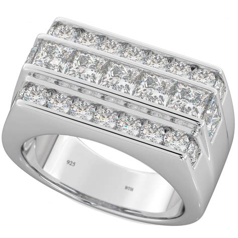 925 Sterling Silver Mens Cz Wedding Engagement Band Ring