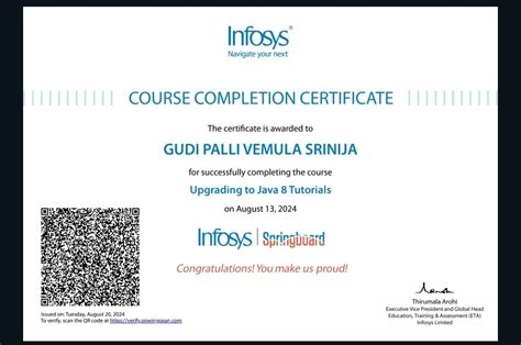 srinija g v on linkedin java8 infosysspringboard continuouslearning softwaredevelopment