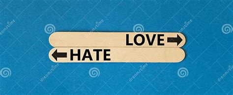 Love Or Hate Symbol Concept Word Love Or Hate On Beautiful Wooden