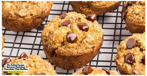 No Added Sugar Banana Oatmeal Chocolate Chip Muffins The Sugar Free Diva