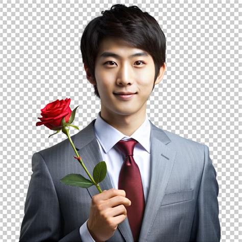 A Male Holding A Red Rose Premium Ai Generated Psd