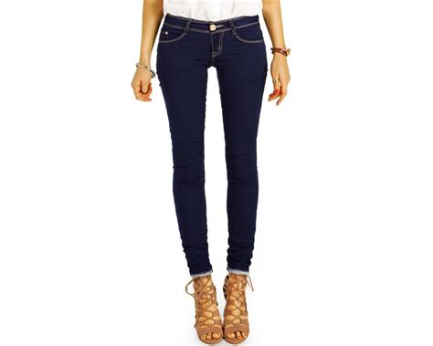 Be Styled Lange Hüftjeans Low Waist Hose Röhrenjeans Skinny Strecht