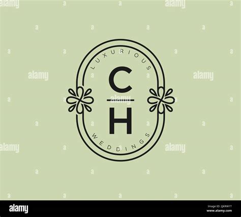 Ch Initials Letter Wedding Monogram Logos Template Hand Drawn Modern Minimalistic And Floral