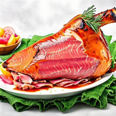 Presunto Glaceado Torrado Assado De Natal Em Uma Mesa Receita De