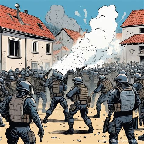 Special Forces In Riot Gear Throwing Teargas At The Crowd Of Protesters