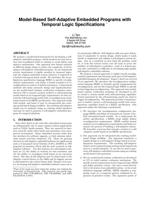 Pdf Model Based Self Monitoring Embedded Programs With Temporal Logic