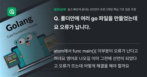 폴더안에 여러 Go 파일을 만들었는데요 오류가 납니다 인프런 커뮤니티 질문and답변
