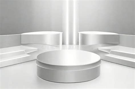 Three Dimensional Color Realistic Product Podium In Rays Of Light On A Monochrome Background