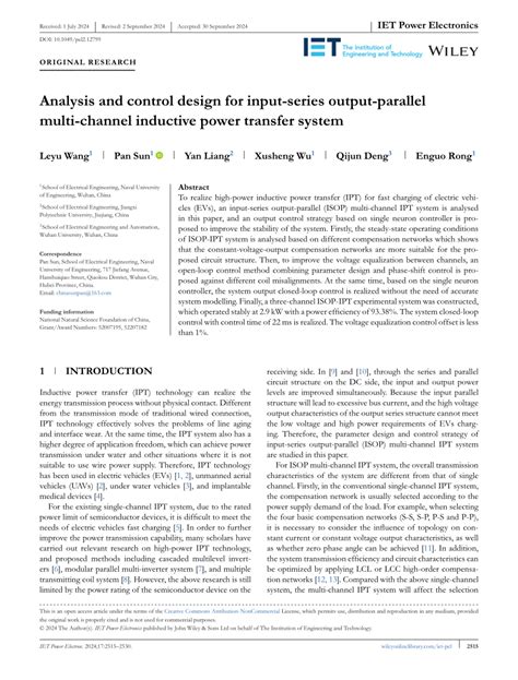 pdf analysis and control design for input‐series output‐parallel