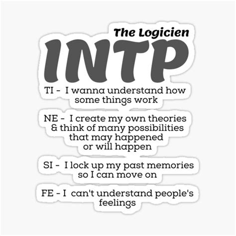 Intp Mbti Personality Type Ti Ne Si Fe Sticker For Sale By Purestuff