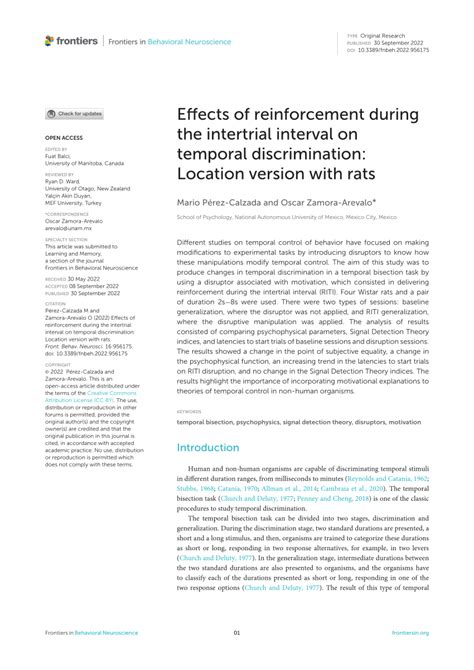 Pdf Effects Of Reinforcement During The Intertrial Interval On Temporal Discrimination
