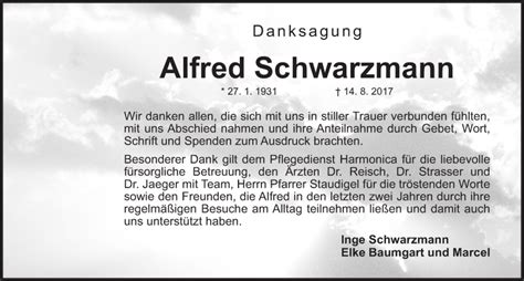Traueranzeigen Von Alfred Schwarzmann Trauer Nn De