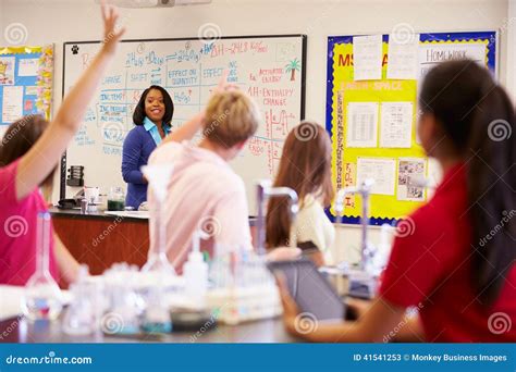 Teacher And Pupils In High School Science Class Stock Image 41541253