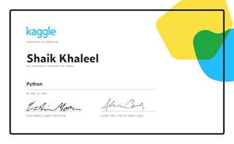 Khaleel Shaik On Linkedin Ive Completed The Python Course On Kaggle
