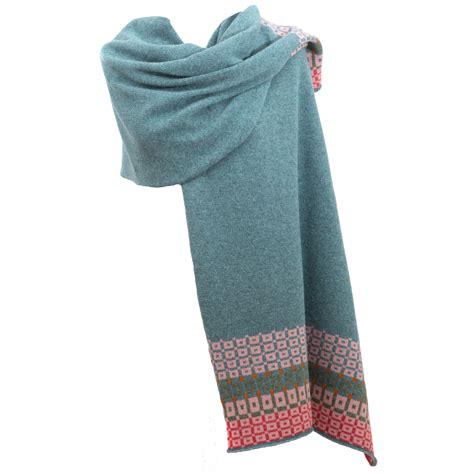 Caspian Mosaic Wrap Katie Victoria Textiles Lambswool Knitwear