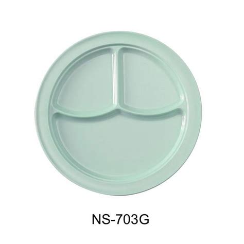 10 In Nessico 3 Compartment Plate Melamine Green Pack Of 24