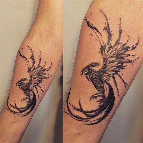 Тату феникс на предплечье для парней и девушек 47 фото