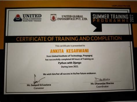 Ankita Kesarwani On Linkedin Summertraining Python Newskills