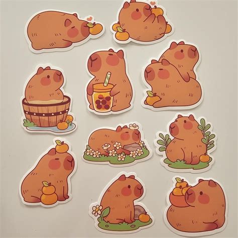 Cute Capybara Stickers Etsy