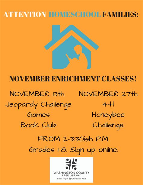 Homeschool Enrichment Classes Washington County Free Library
