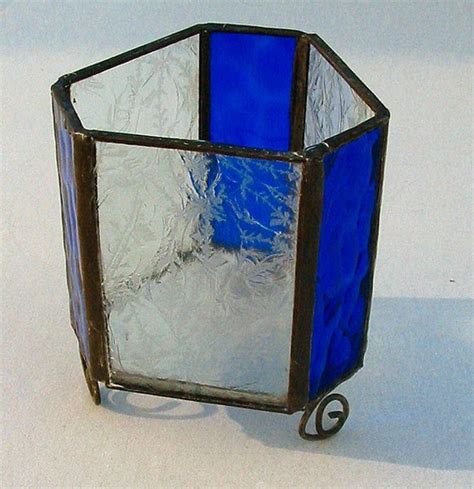 Stained Glass Tea Light Holder Blue