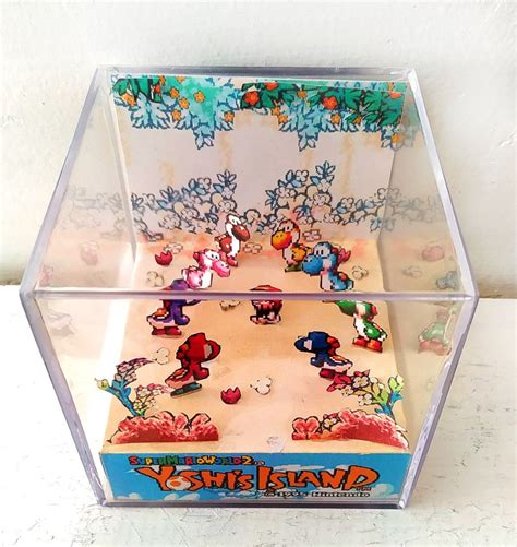 DIY Cube Diorama Template Yoshi Island SNES Etsy