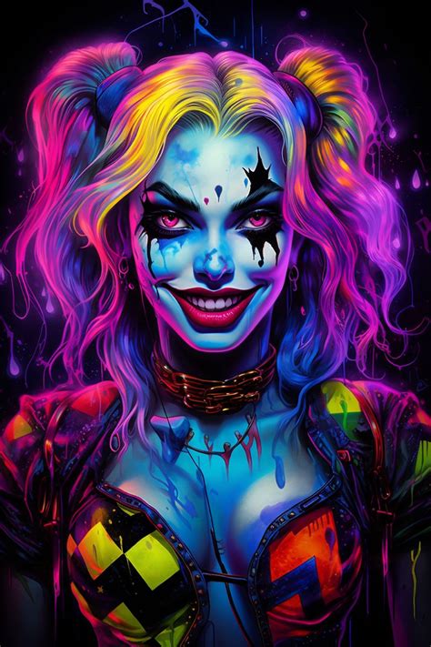 Harley Quinn Blacklight Poster Female Joker Art Harley Quinn Pop Art
