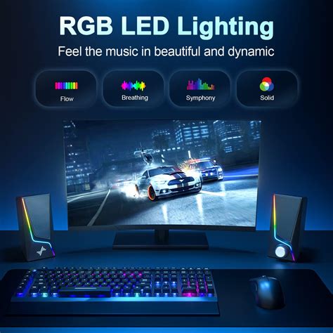 Buy Computer Speakers Rgb Pc Speakers With 6 Colorful Led Modes Usb