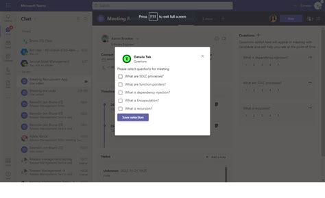 Recruitment App Sample Using Apps In Meetings Code Samples