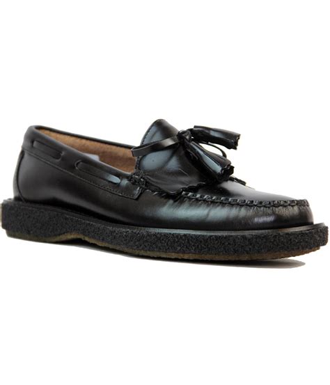 Bass Weejuns Layton Crepe Sole Retro Mod Tassel Fringe Loafers
