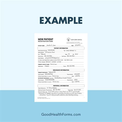 New Patient Registration Form Template For Health Care Office Printable