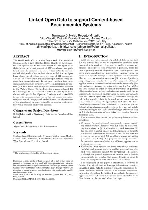 Pdf Linked Open Data To Support Content Based Recommender Systems