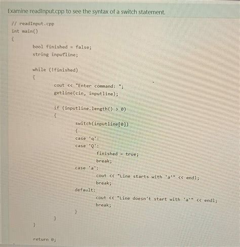 Solved Examine Readinput Cpp To See The Syntax Of A Switch Chegg Com