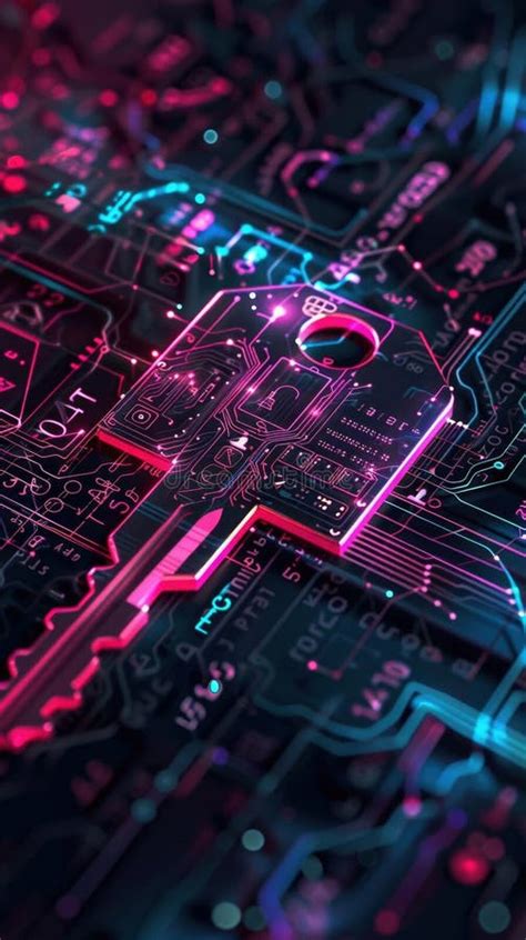 Photo Of A Digital Key And Password Interface On An Electronic Mainboard With Ai Text