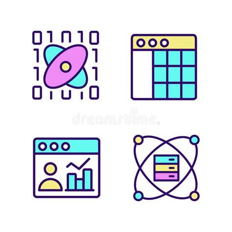 Science Data Mining Rgb Color Pixel Perfect Icons Set Stock Vector Illustration Of Vector