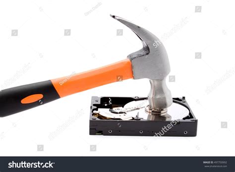 Hammer Destroying Hard Disk Studio Isolated Stock Photo Shutterstock