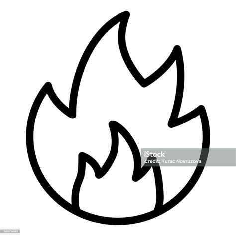 화재 라인 아이콘의 기호입니다 가연성 주의 표지판은 흰색 배경에 스타일 픽토그램을 개략적으로 설명합니다 화재 또는 화염 경고 표지판 모바일 개념 웹 디자인 벡터 그래픽