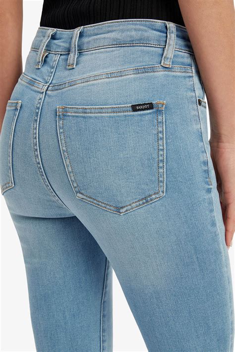 Khloe Hi Crop Rip Jeans In Light Denim Bardot