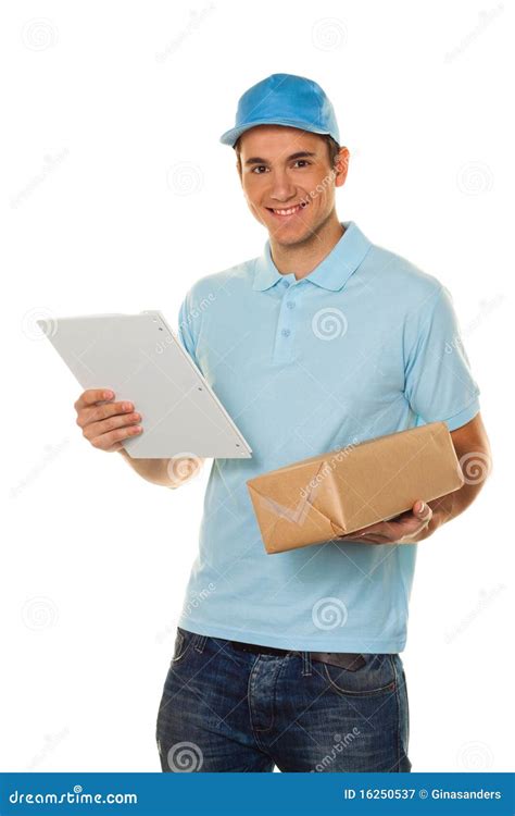 El Mensajero Del Servicio De Mensajero Entrega El Paquete Imagen De