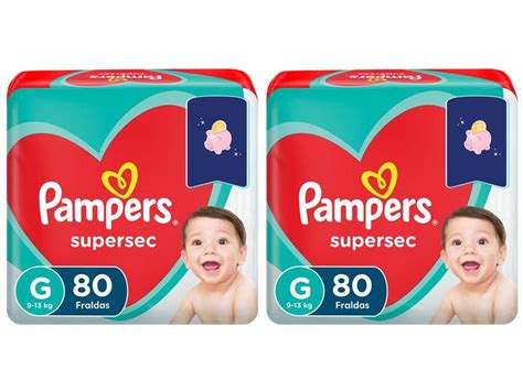 Kit Fraldas Pampers Supersec Tam G 9 A 13kg 2 Pacotes Com 80