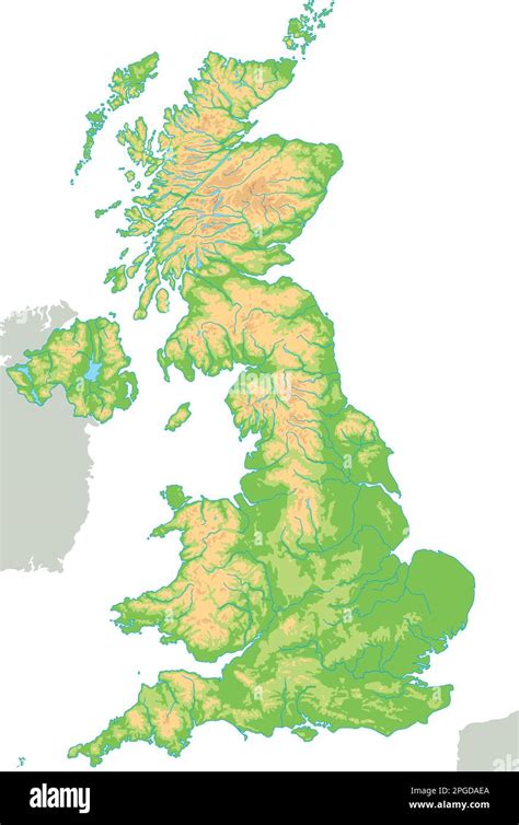 High Detailed United Kingdom Physical Map Stock Vector Image And Art Alamy