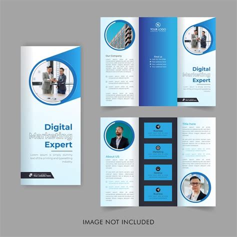 비즈니스 Trifold 브로셔 디자인 디지털 마케팅 브로셔 다목적 전단지 또는 전단지 디자인 프리미엄 벡터