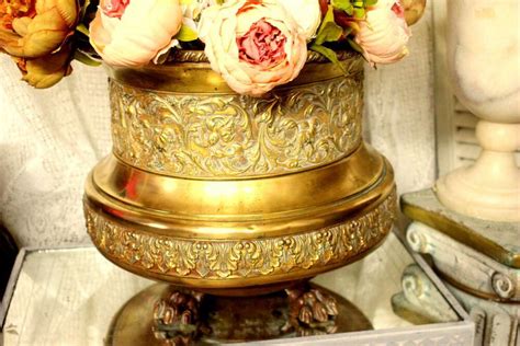 Genuine French Bronzebrass Rococo Chateau Paris Pot With Lion Feet
