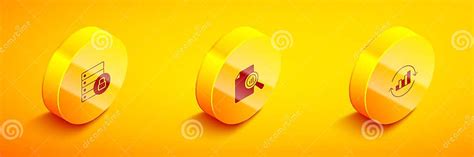 Set Isometric Server Security With Padlock Document Graph Chart And