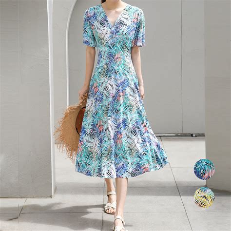 자체제작 55 88 여름 트로피칼 랩스타일 휴양지 원피스 Frc60 블루 옐로우