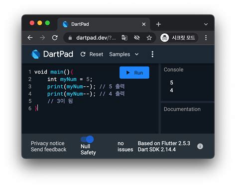 감소연산자 다트dart 입문 Everdevel