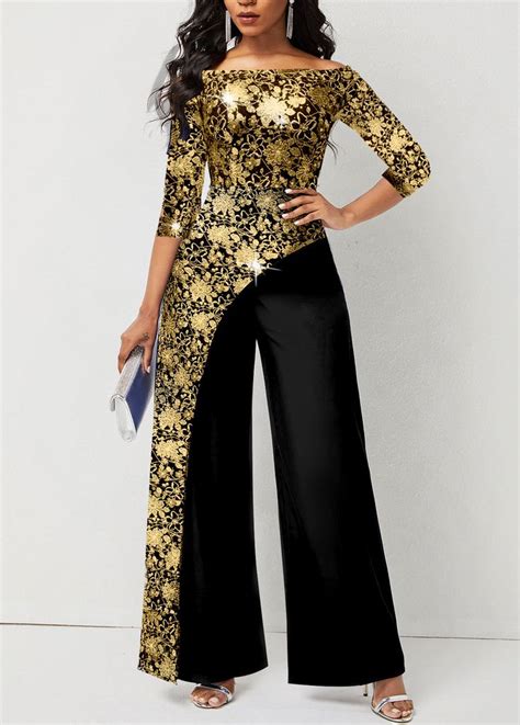 Off Shoulder Jumpsuit Jumpsuit With Sleeves Wide Leg Jumpsuit Plus