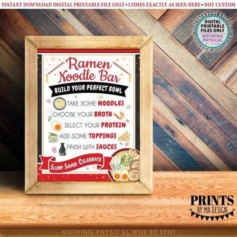 Ramen Noodle Bar Sign Build Your Own Noodle Bowl Directions Party