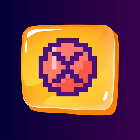 Multiplication Action Glossy Ui Button With Pixelated Color Icon