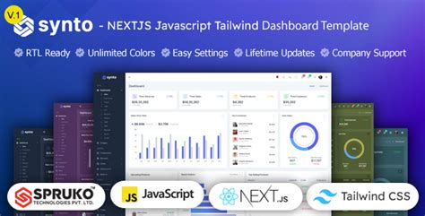 Synto Nextjs Javascript Tailwind Admin Dashboard Template Graphicfort